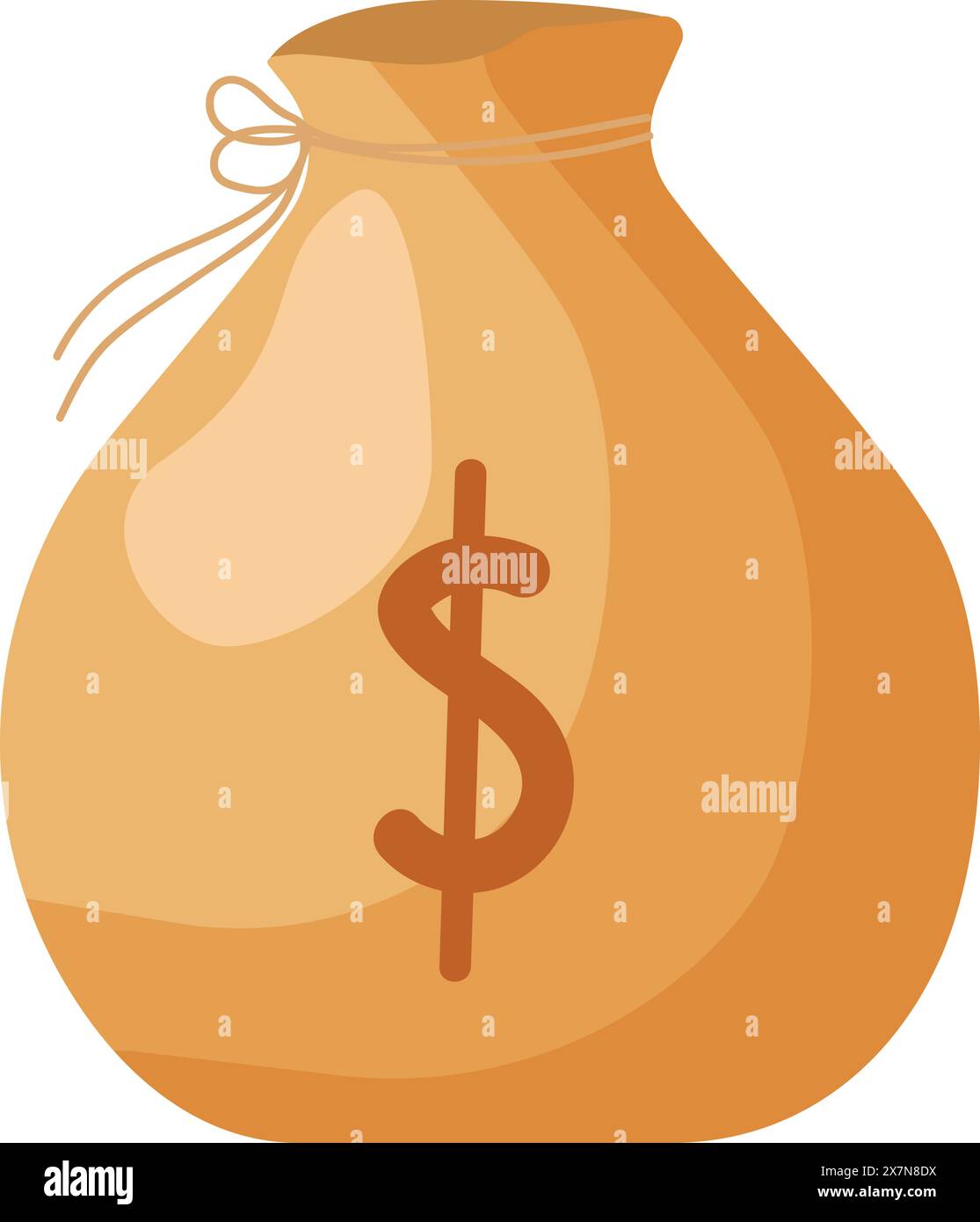 Vector illustration of an orange money bag with a dollar sign, isolated ...