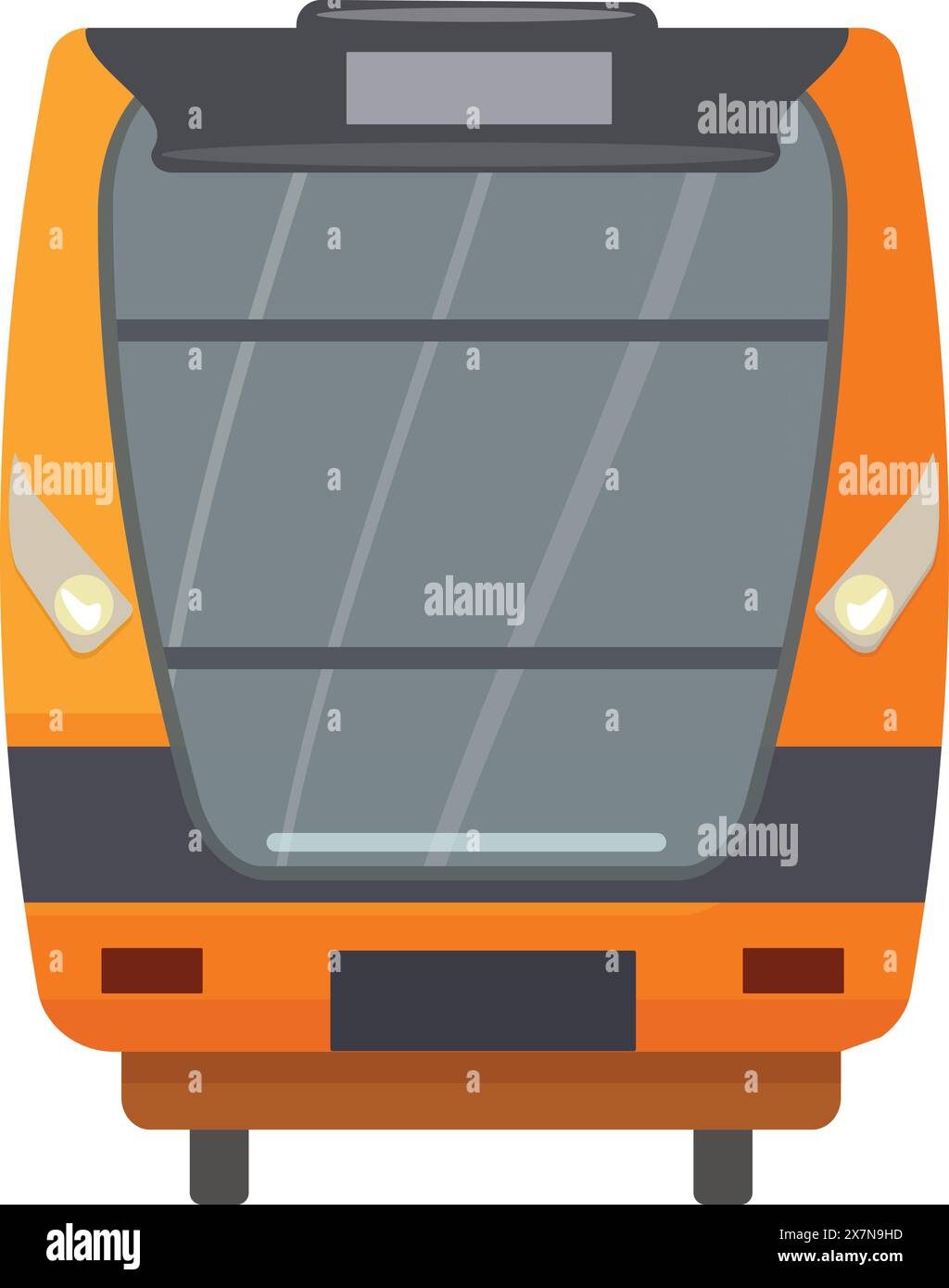 Cartoon illustration of orange city bus front view Stock Vector Image ...