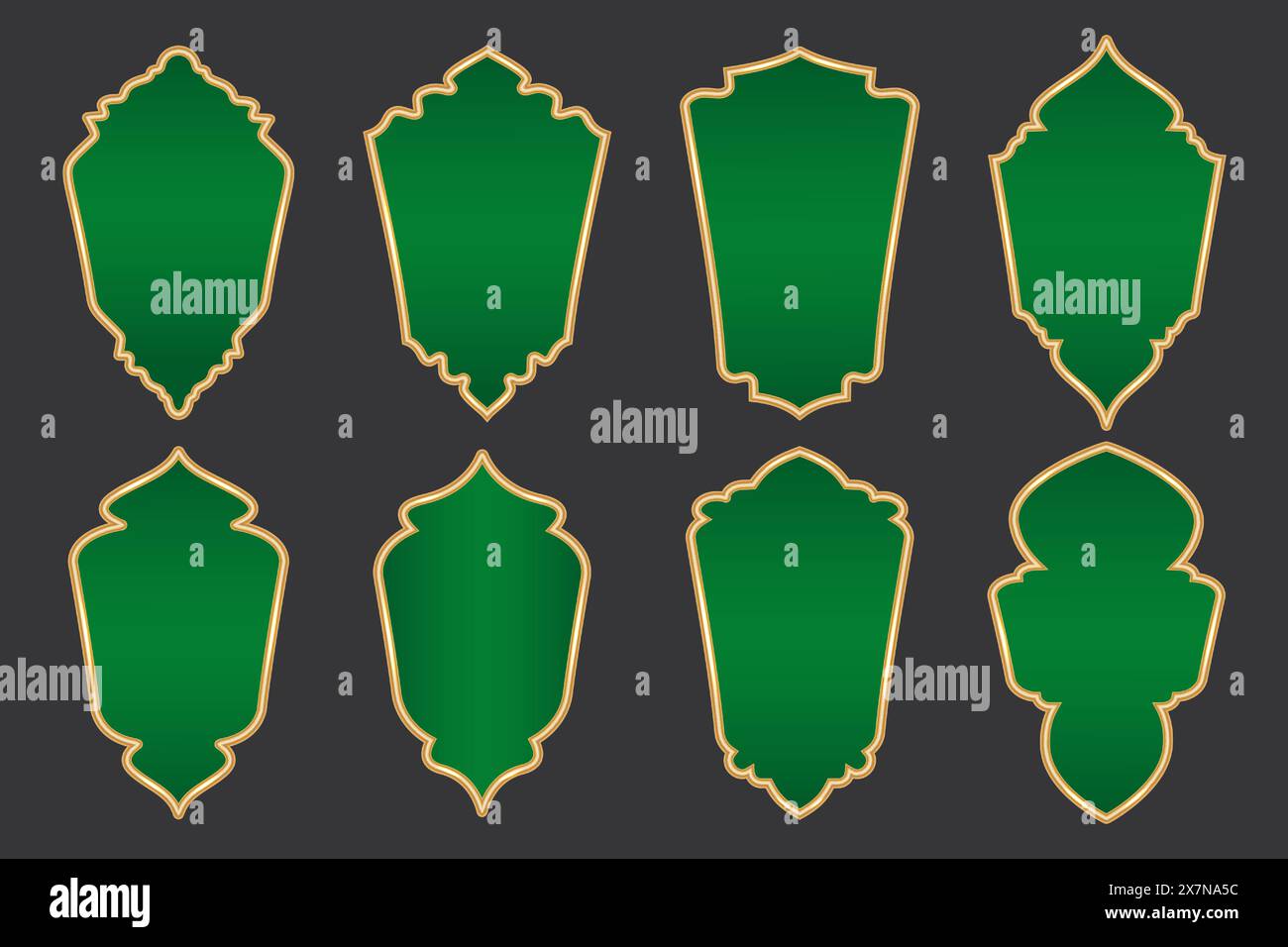 Ramadan golden shapes. Islamic and Indian arch Arabic design elements ...