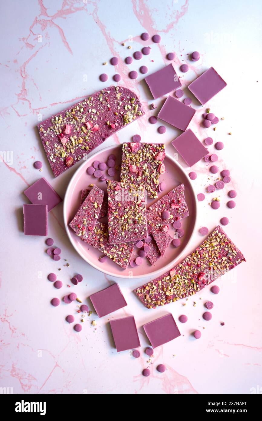 Ruby chocolate made from selected botanical cocoa bean varieties ...