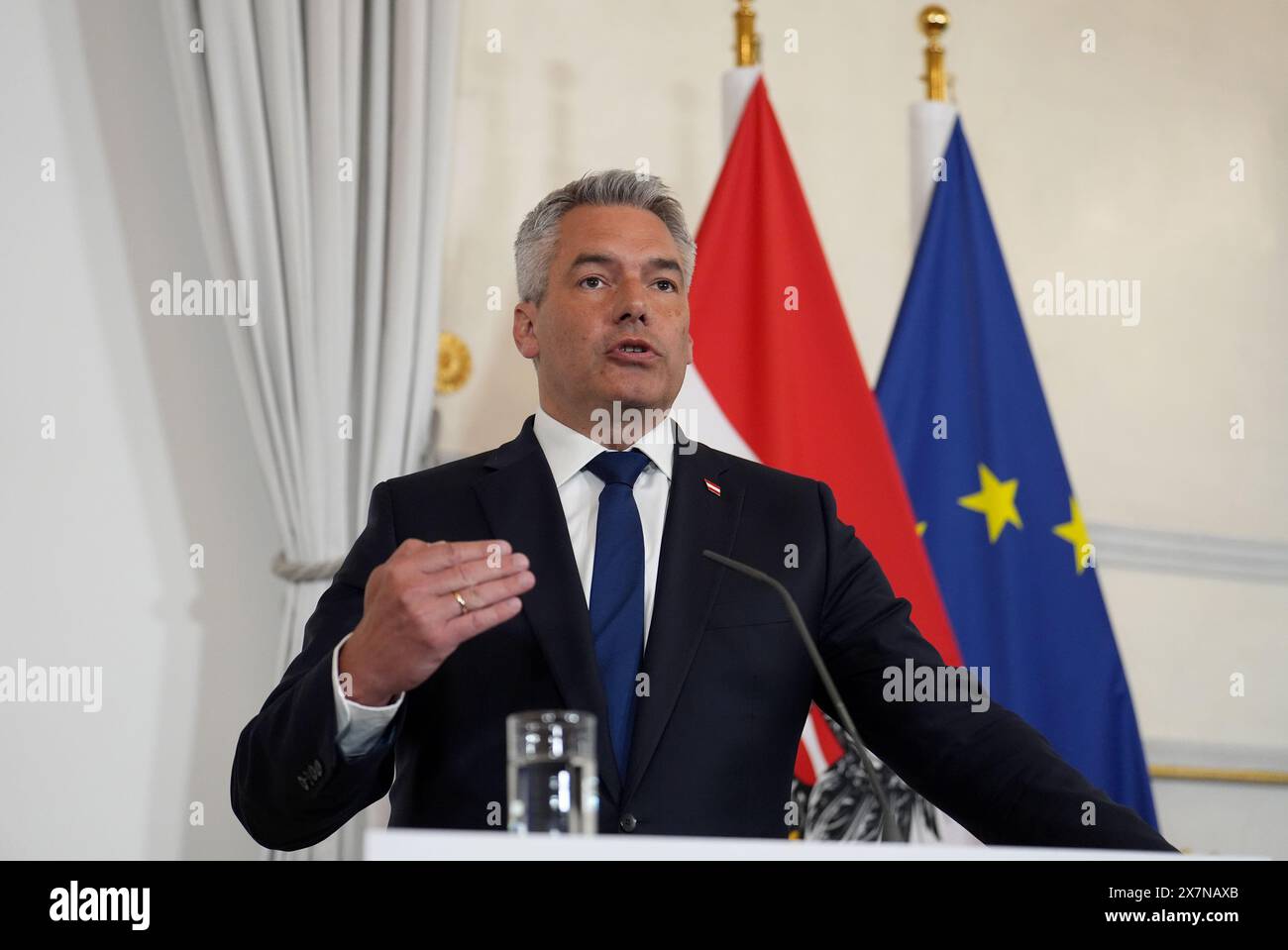 The Chancellor of Austria, Karl Nehammer, during a meeting with Prime Minister Rishi Sunak at ...