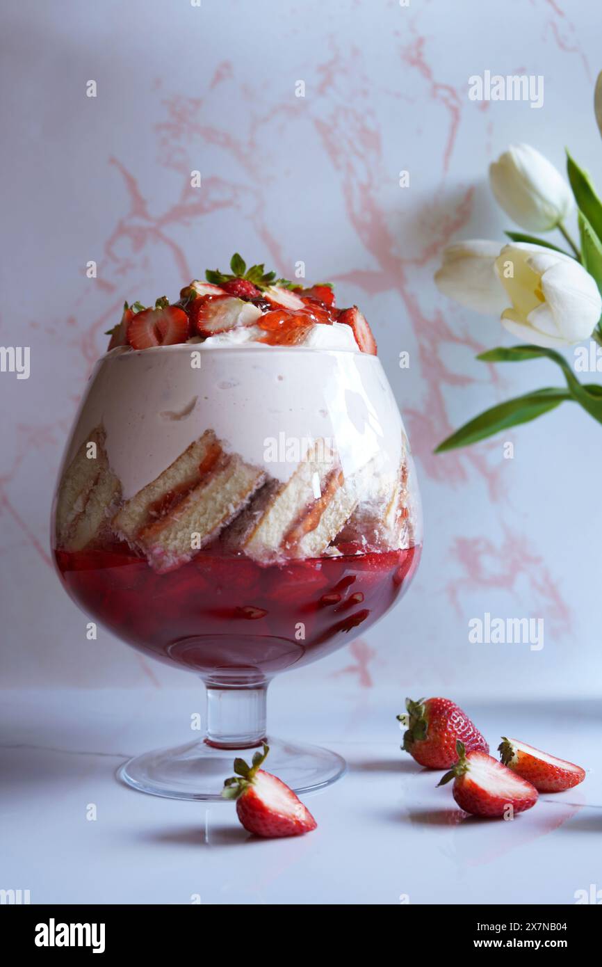 Pink Lamington Cake and Strawberry Yoghurt and Jelly Layered Trifle ...