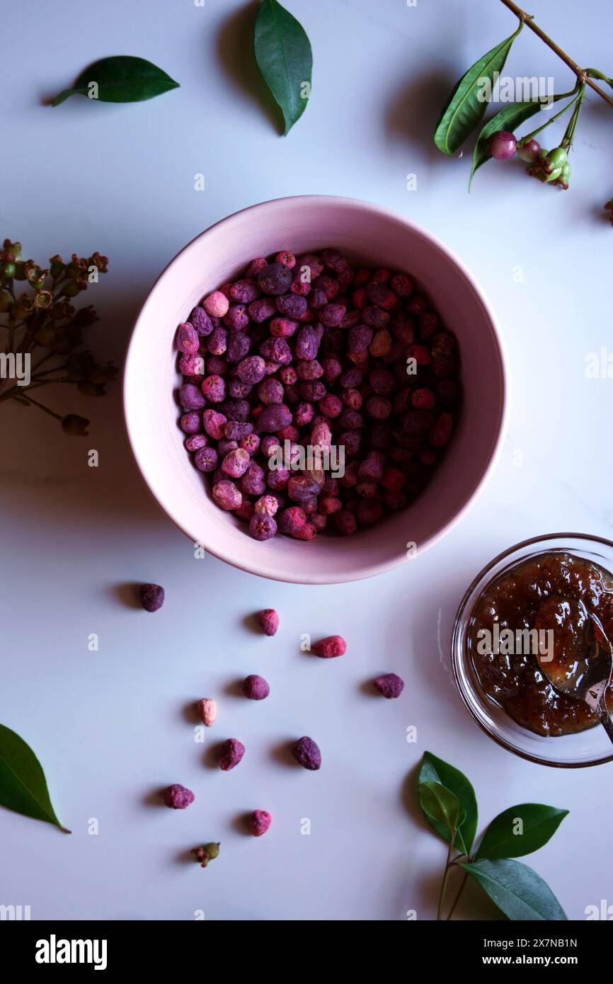 Fruit of the Australian Lilly Pilly tree known as a superfood for their ...