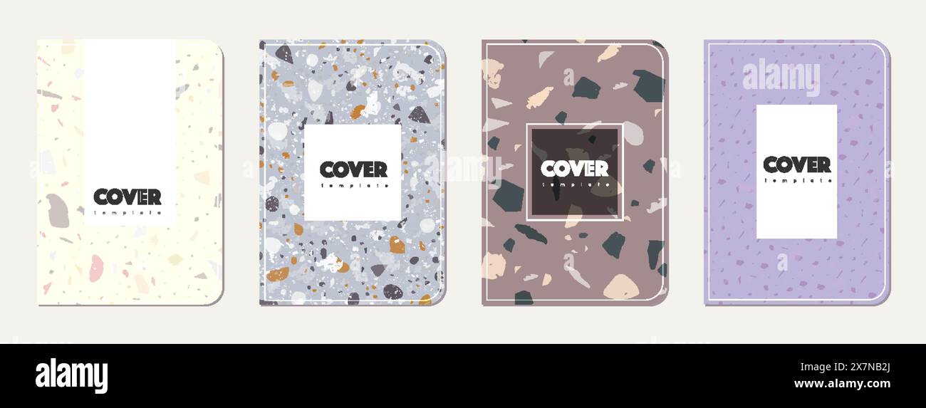 School notebook cover design. Terrazzo abstract background made of ...