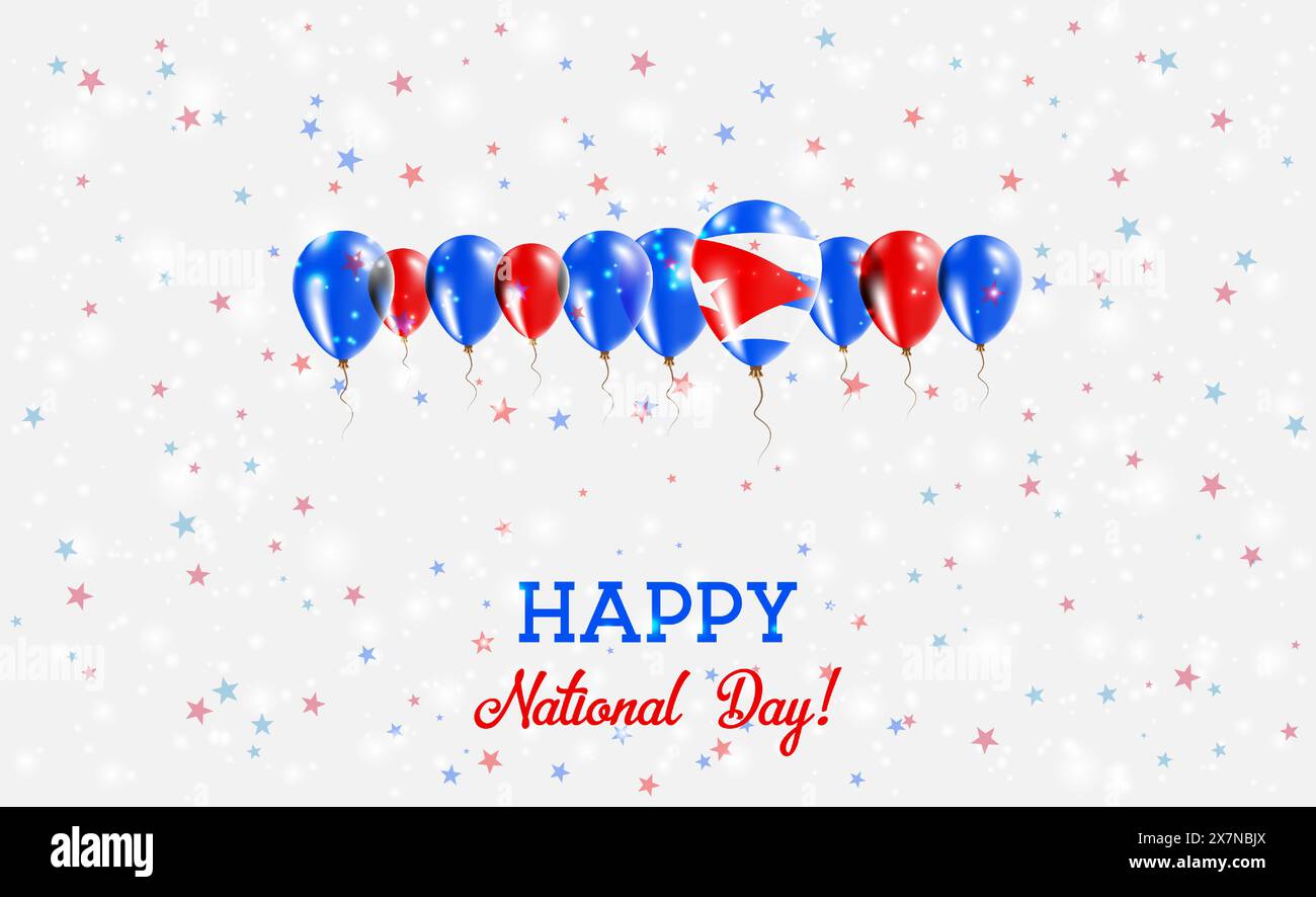 Cuba Independence Day Sparkling Patriotic Poster. Row of Balloons in ...