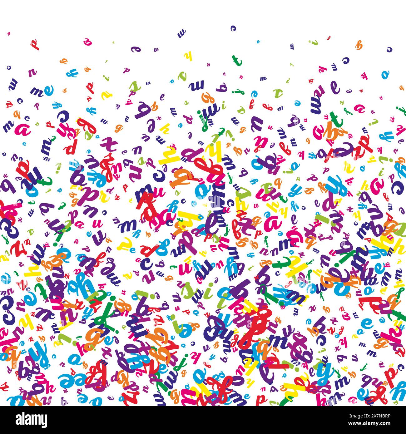 Falling letters of English language. Colorful childish flying ...