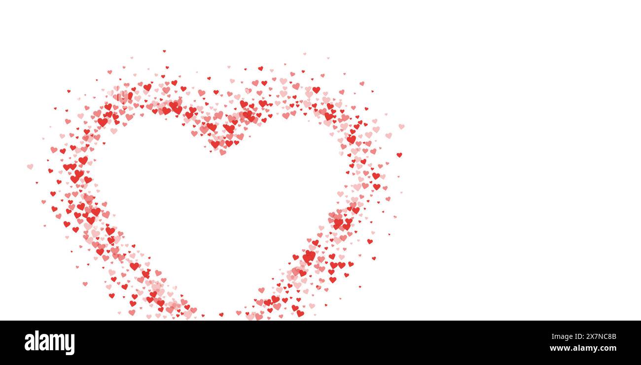 Valentine hearts, flying, falling down, floating. Red hearts scattered ...