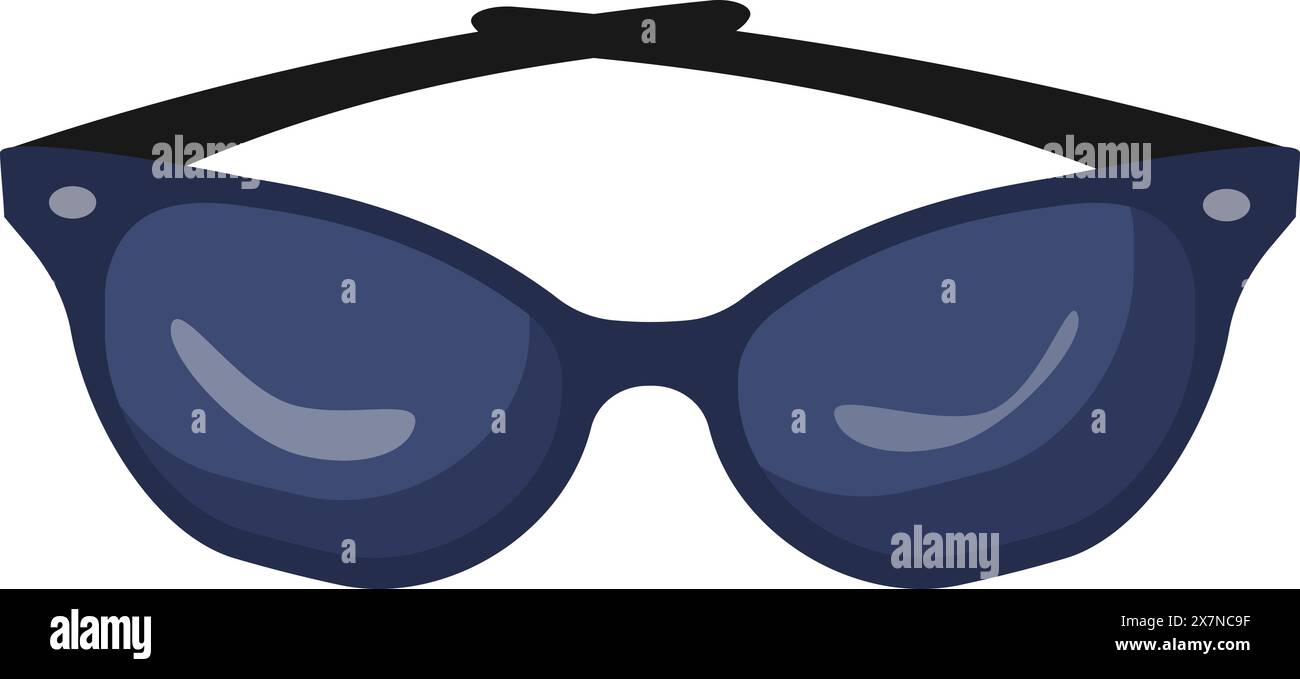 Graphic of elegant black classic sunglasses with reflective lenses on a ...