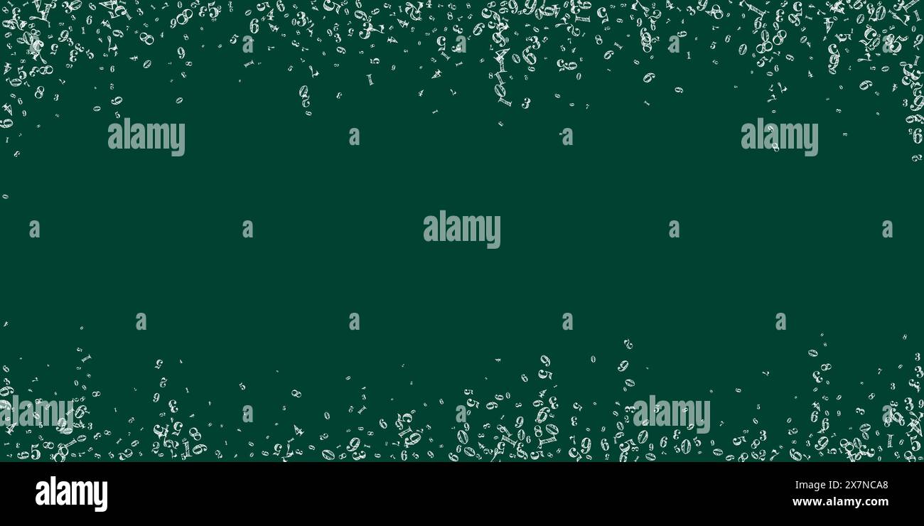 Concept of school background. White chalk numbers and digits falling ...