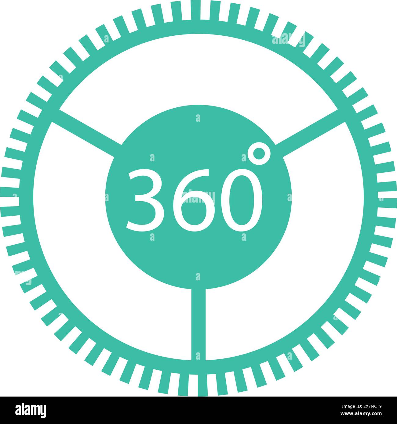 Simple turquoise icon depicting the concept of a 360degree panoramic ...
