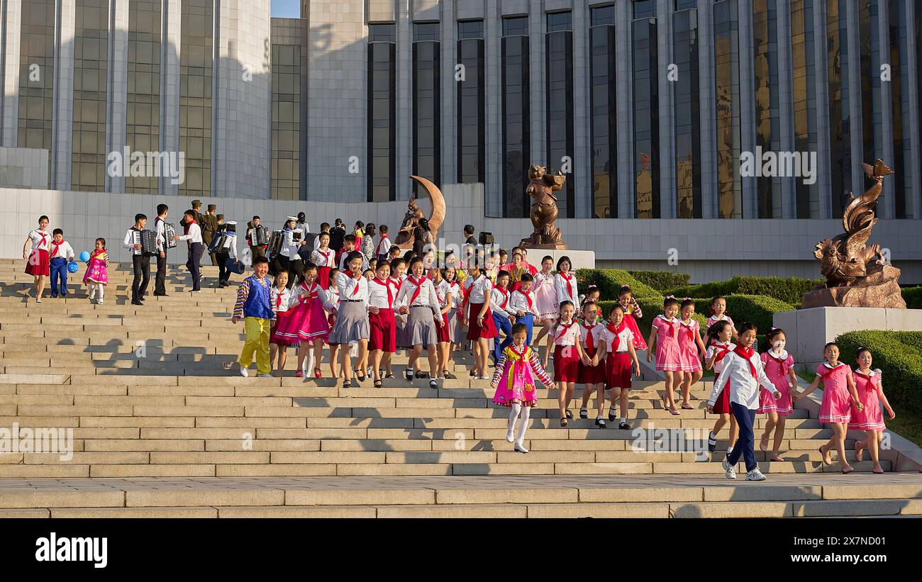 Pyongyang, North Korea, the facade of Mangyongdae Schoolchildren’s ...