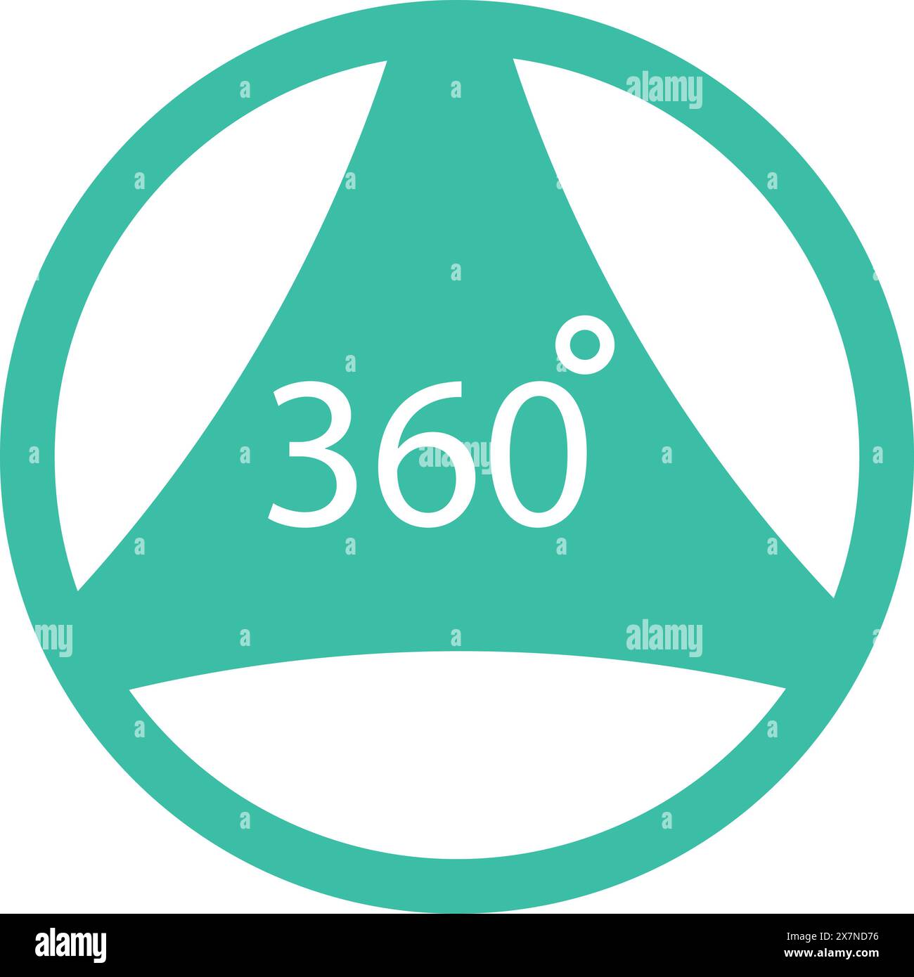 Teal 360degree angle icon symbolizing panoramic view capabilities Stock ...