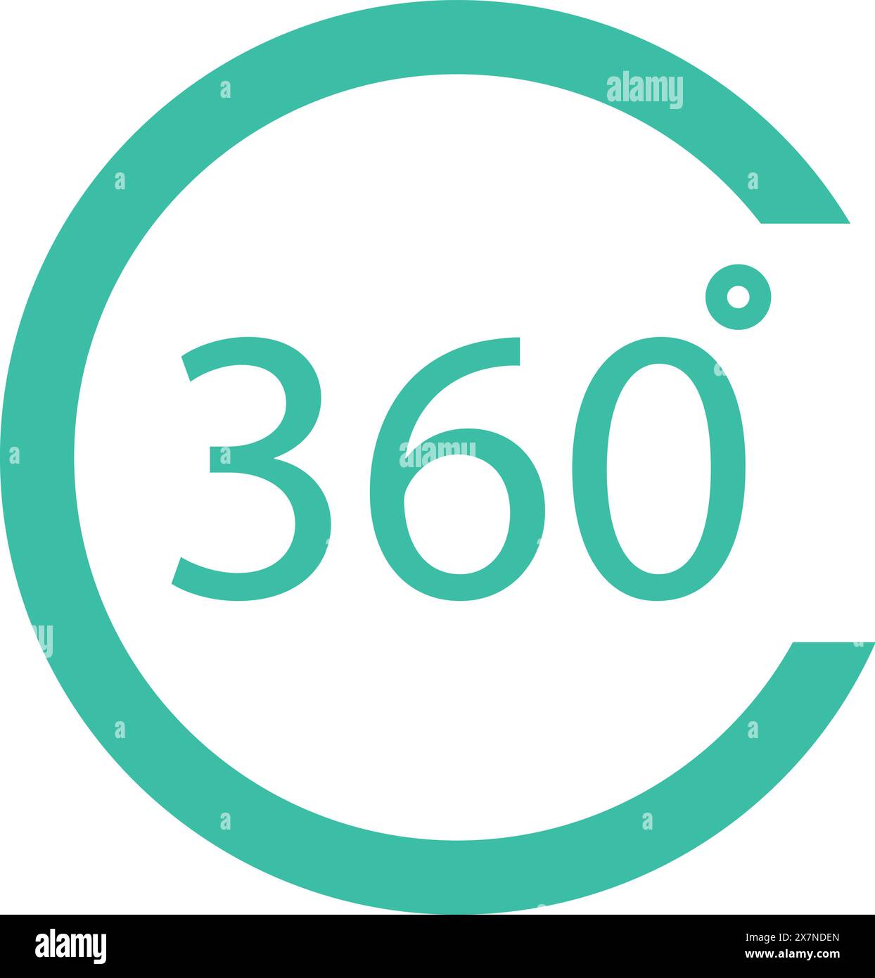 A sleek 360 degree view symbol in turquoise on a white background Stock ...