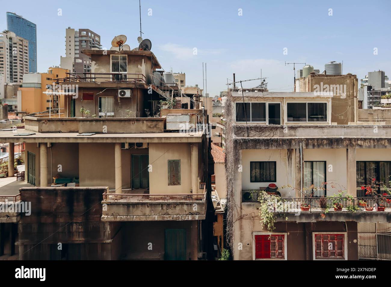 View on the Achrafieh district in Beirut from a terrace of a high ...