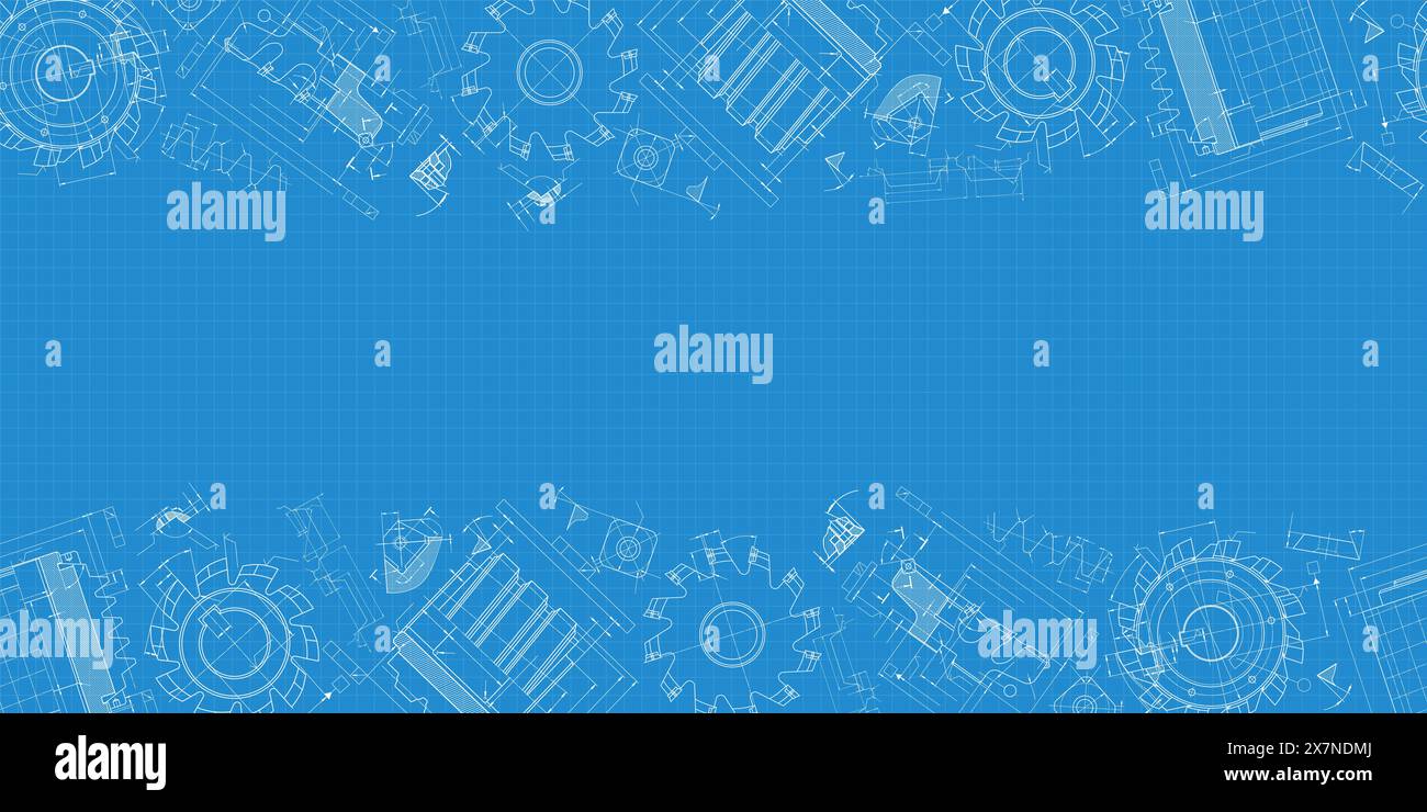 Mechanical engineering drawings on blue background. Cutting tools ...