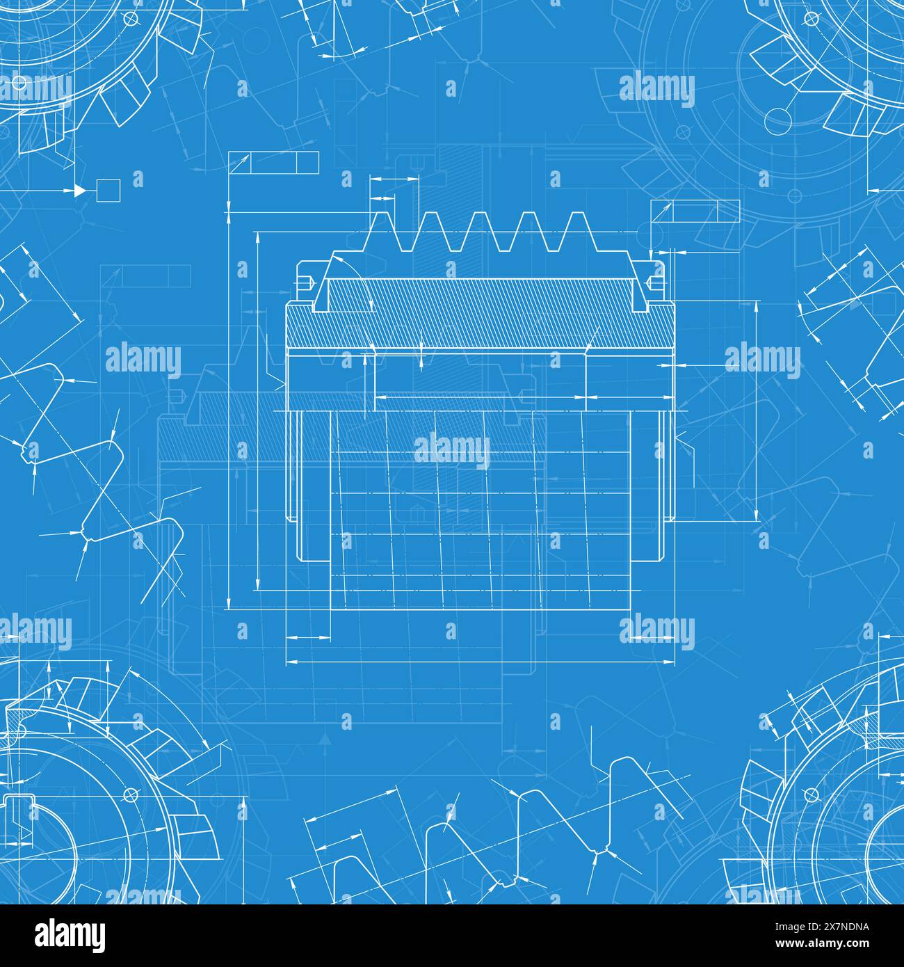 Mechanical engineering drawings on blue background. Cutting tools ...