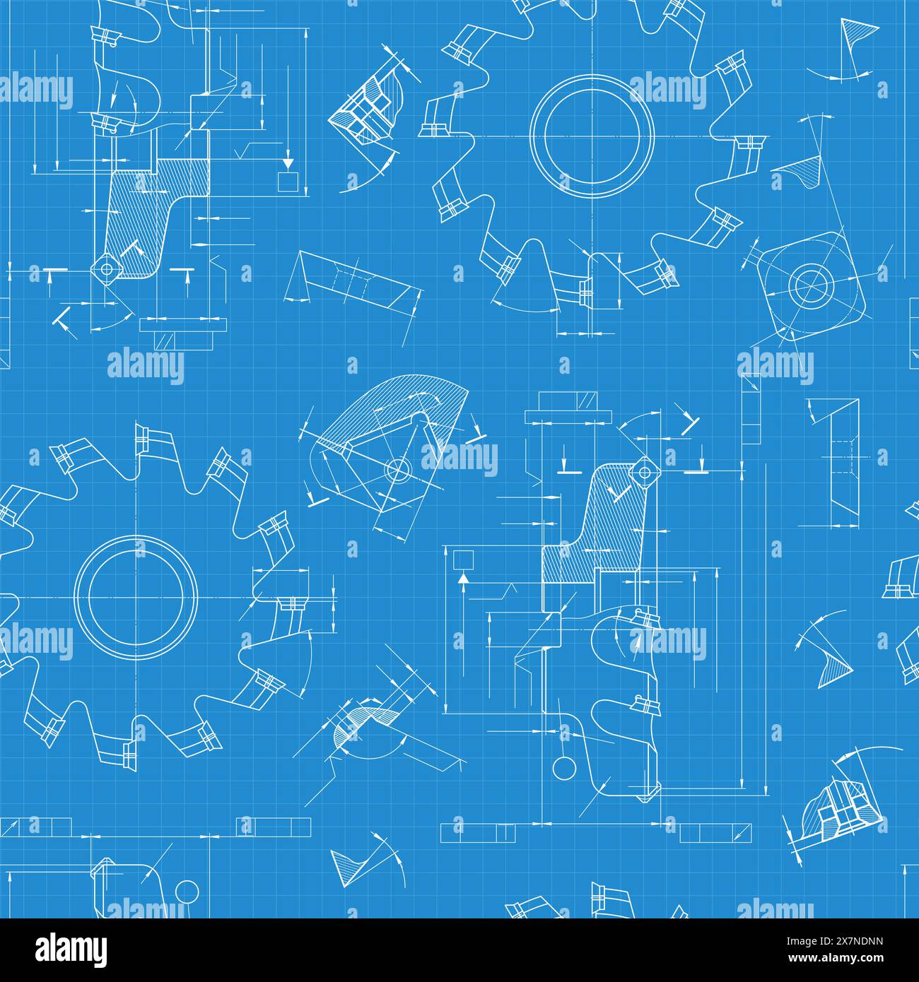 Mechanical engineering drawings on blue background. Cutting tools ...