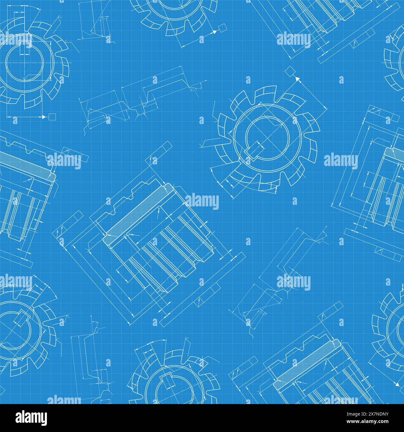 Mechanical engineering drawings on blue background. Cutting tools ...