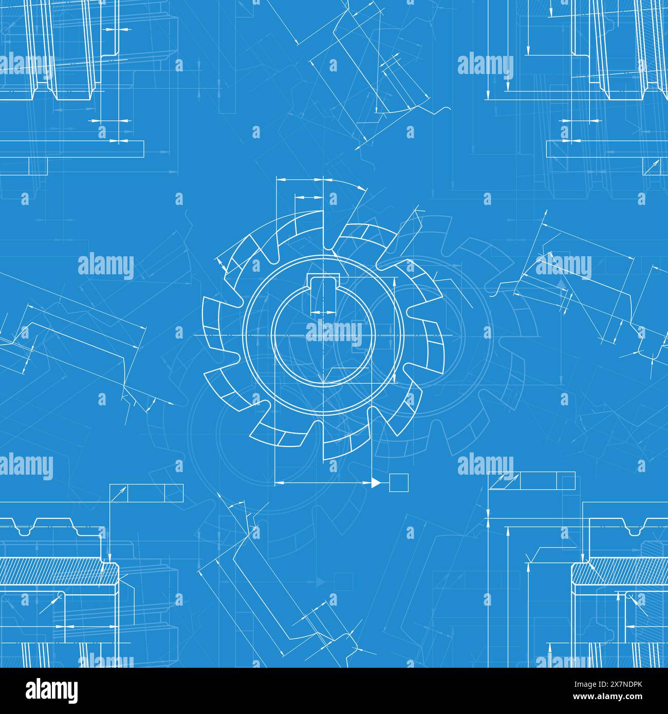 Mechanical engineering drawings on blue background. Cutting tools ...