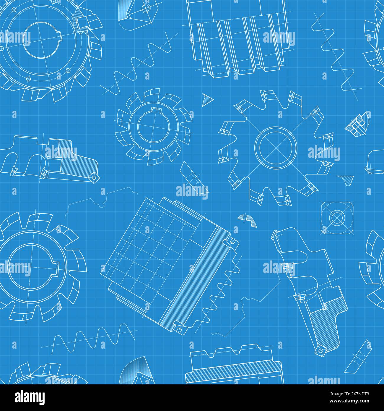 Mechanical engineering drawings on blue background. Cutting tools ...