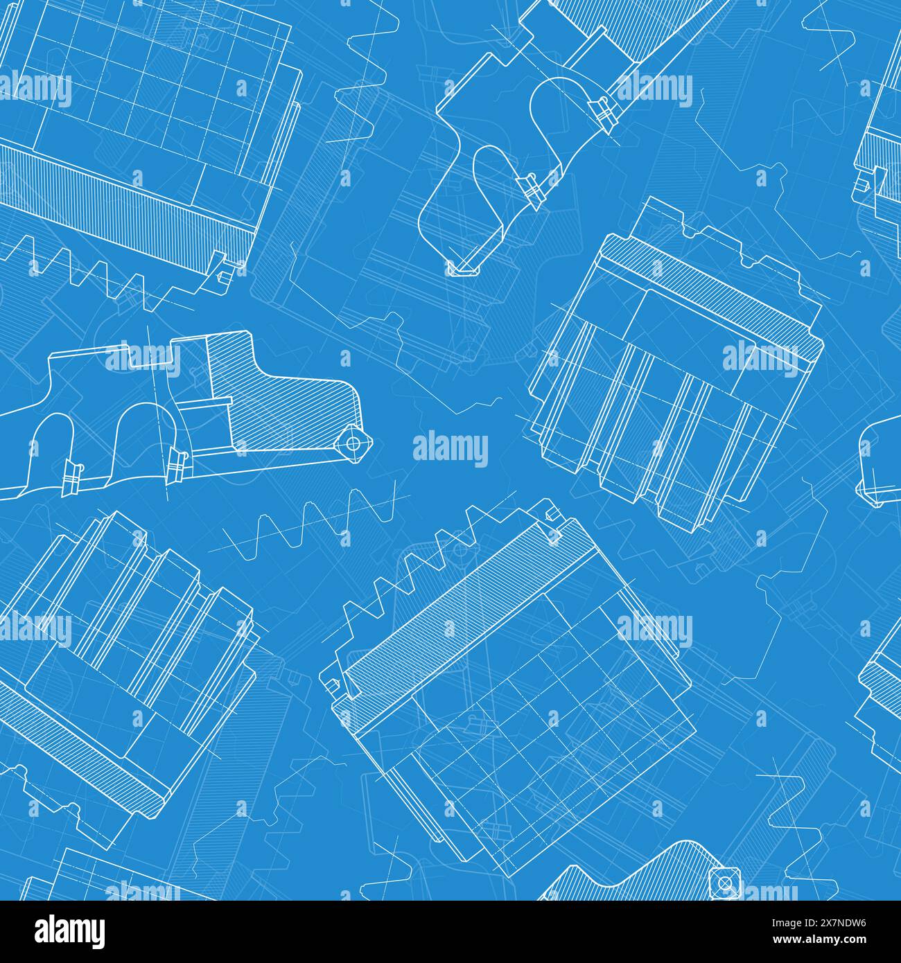 Mechanical engineering drawings on blue background. Cutting tools ...
