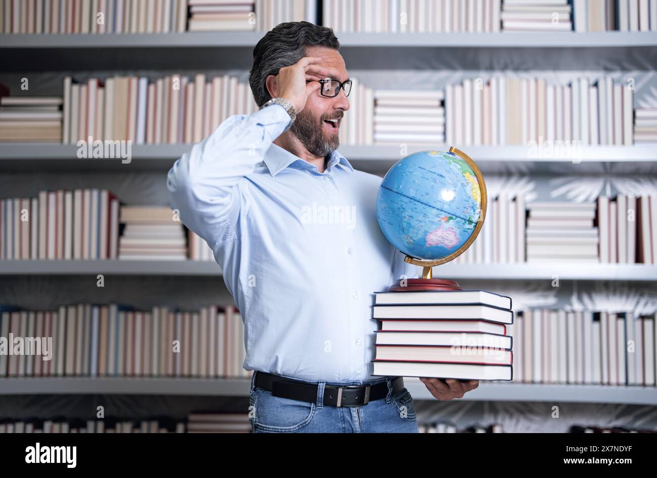 Teachers day. Teacher in school classroom. Knowledge and education with ...