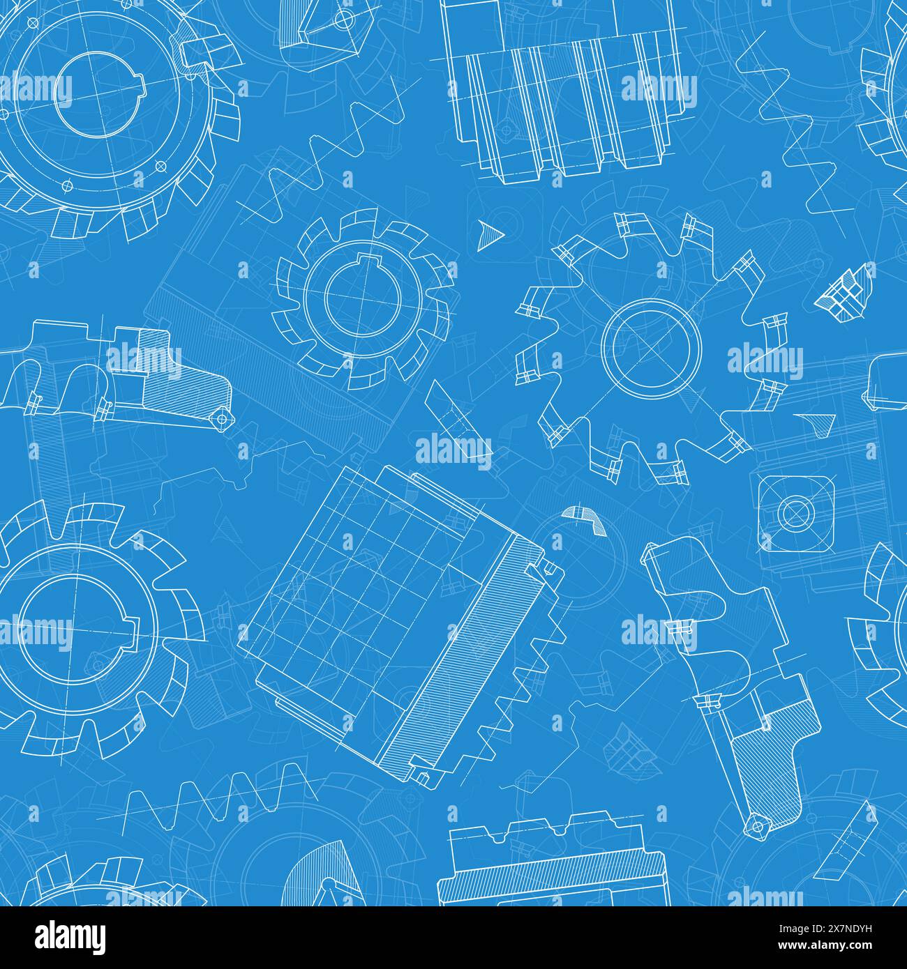 Mechanical engineering drawings on blue background. Cutting tools ...