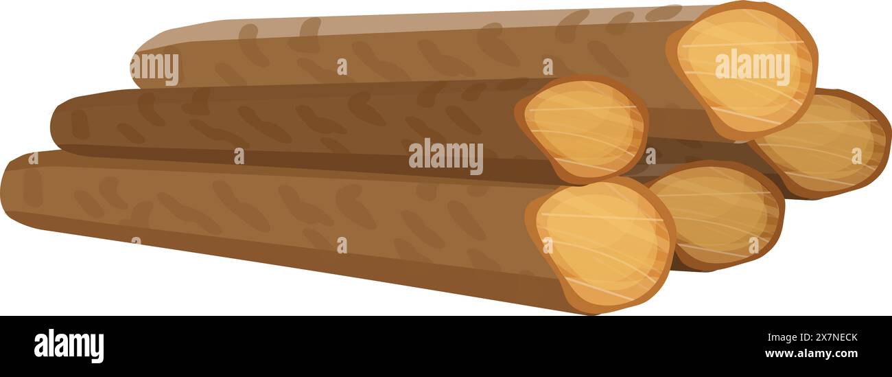 Stack of cartoonstyle wooden logs isolated on a white background Stock ...