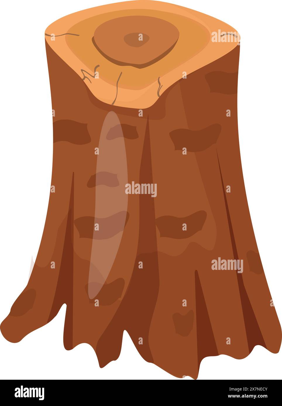 Colorful illustration of an isolated cartoonstyle tree stump on a white ...