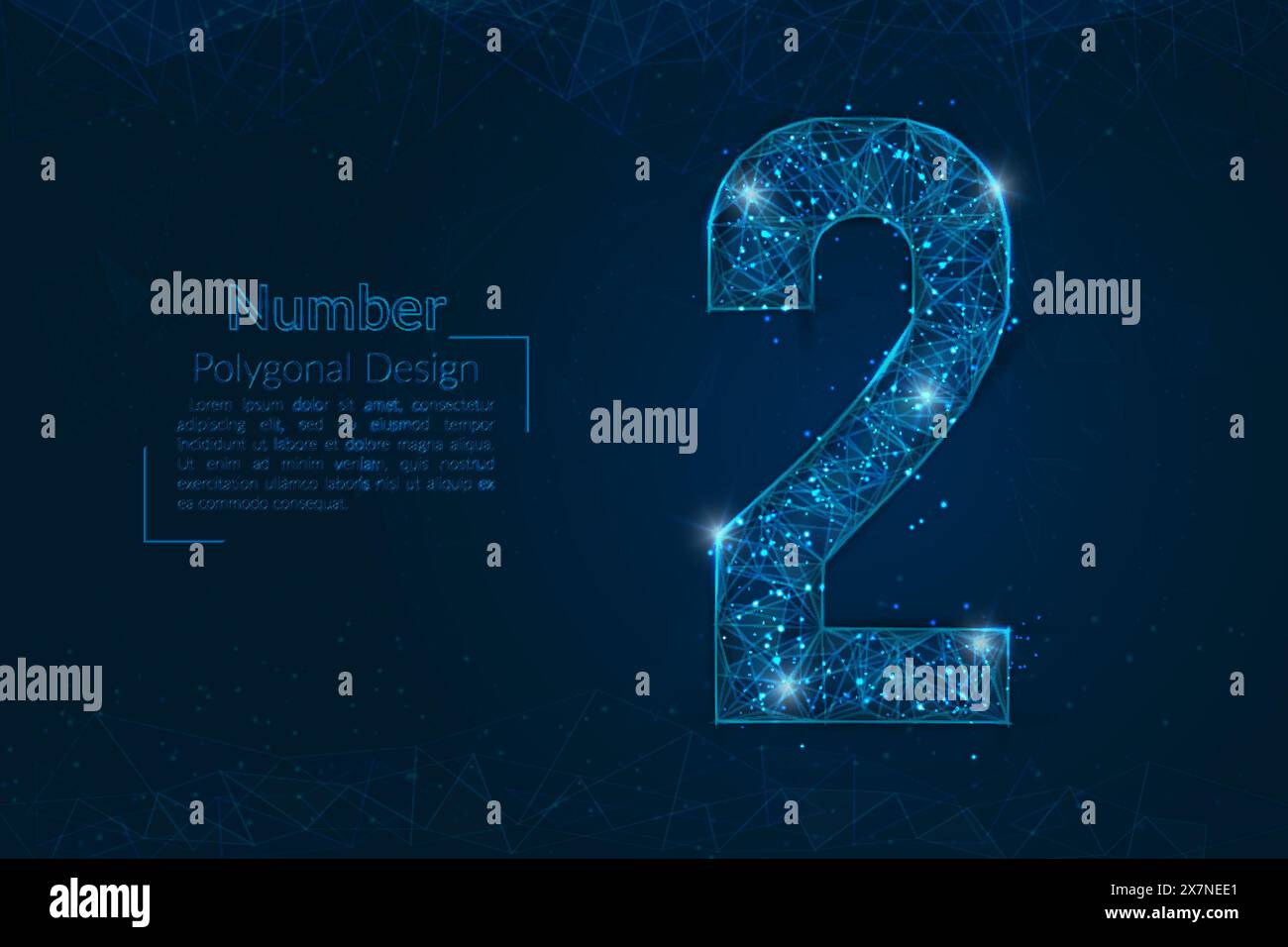 Abstract isolated blue image of a number two. Polygonal illustration ...
