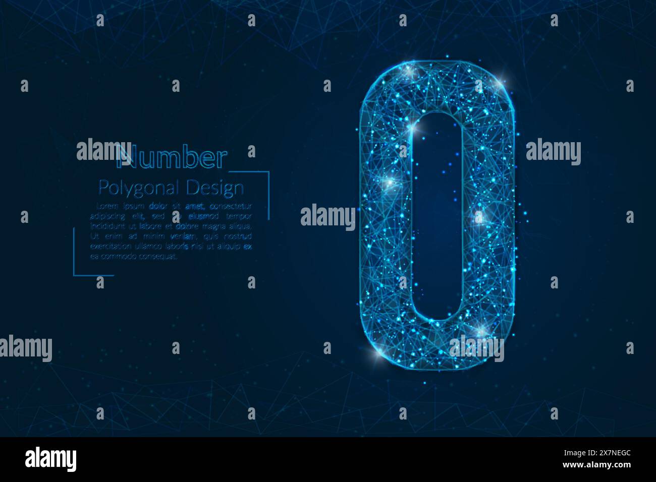 Abstract isolated blue image of a number zero. Polygonal illustration ...