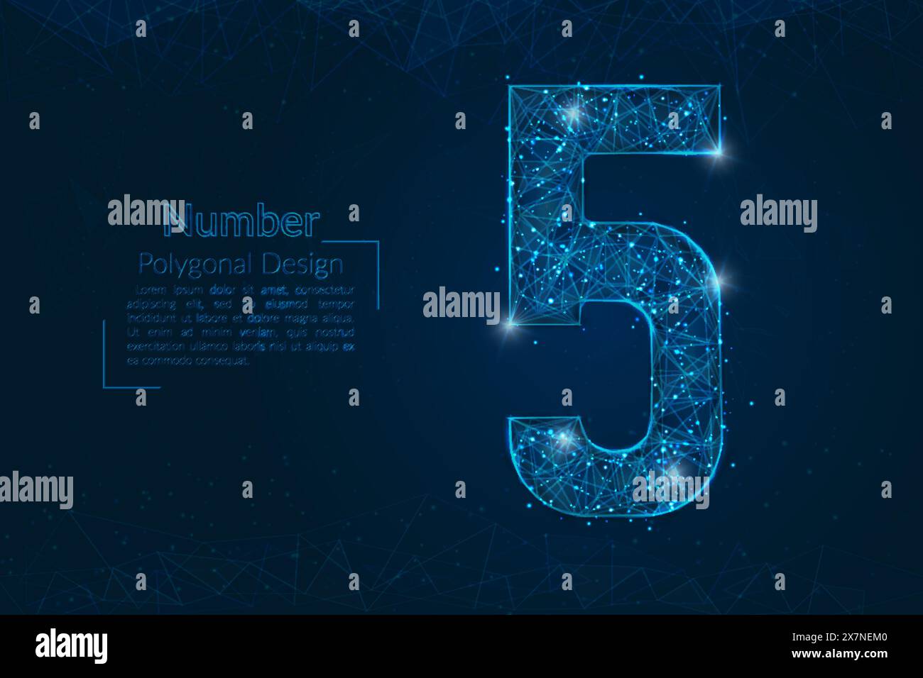 Abstract isolated blue image of a number five. Polygonal illustration ...
