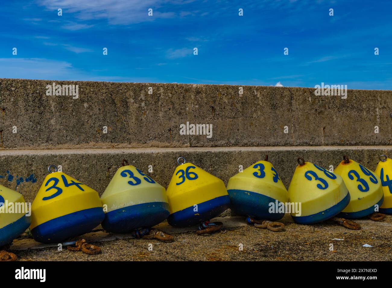 Winning the lottery colorful buoys with numbers and letters on the ...