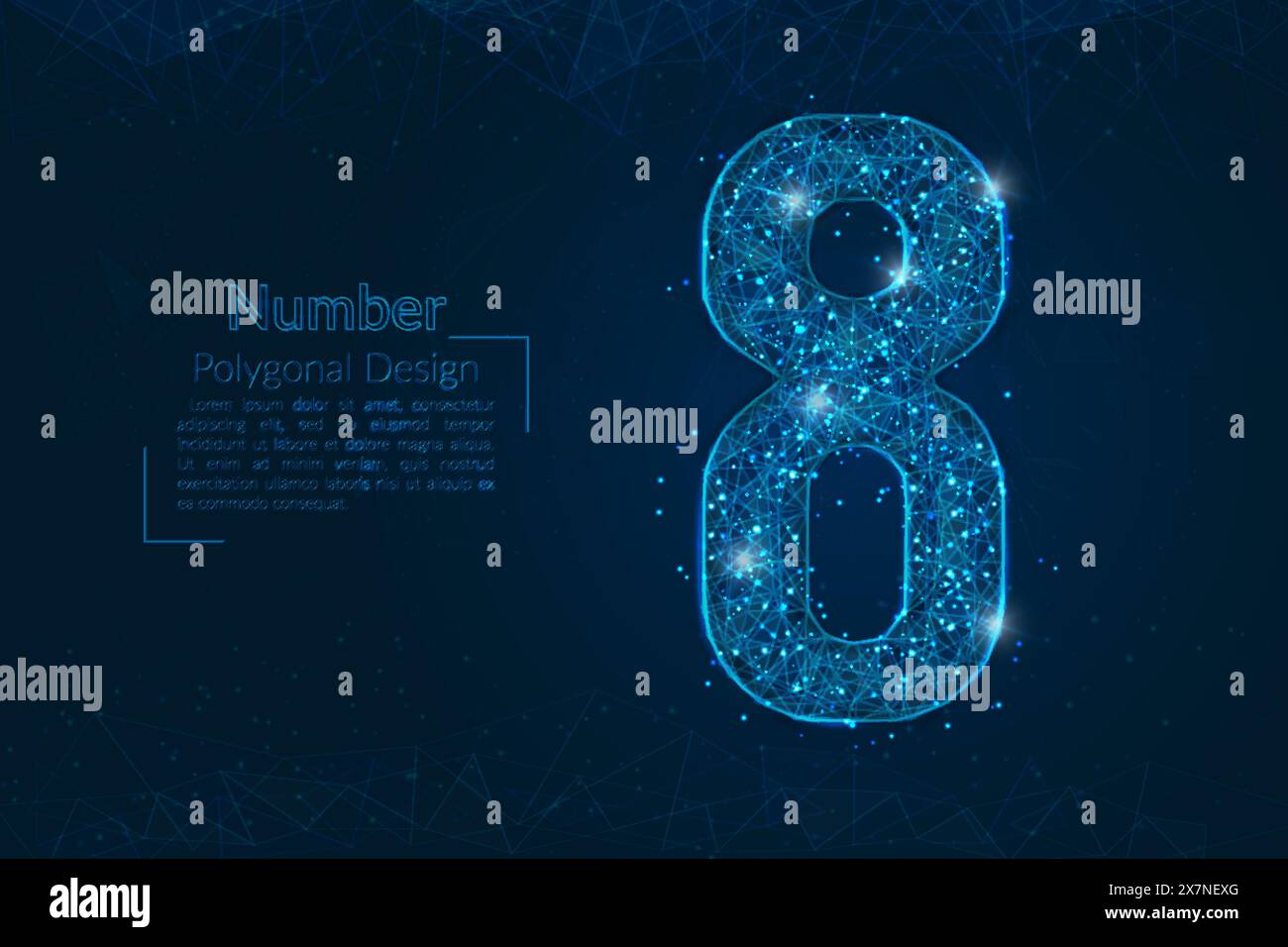 Abstract isolated blue image of a number eight. Polygonal illustration ...