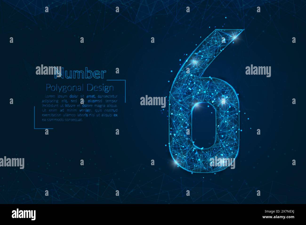 Abstract isolated blue image of a number six. Polygonal illustration ...