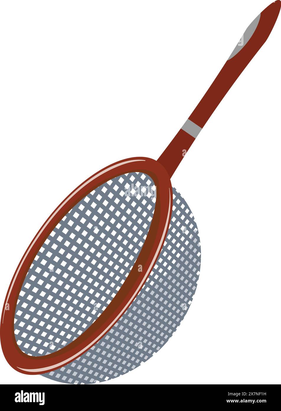 Digital illustration of a modern wire mesh strainer, isolated on white ...