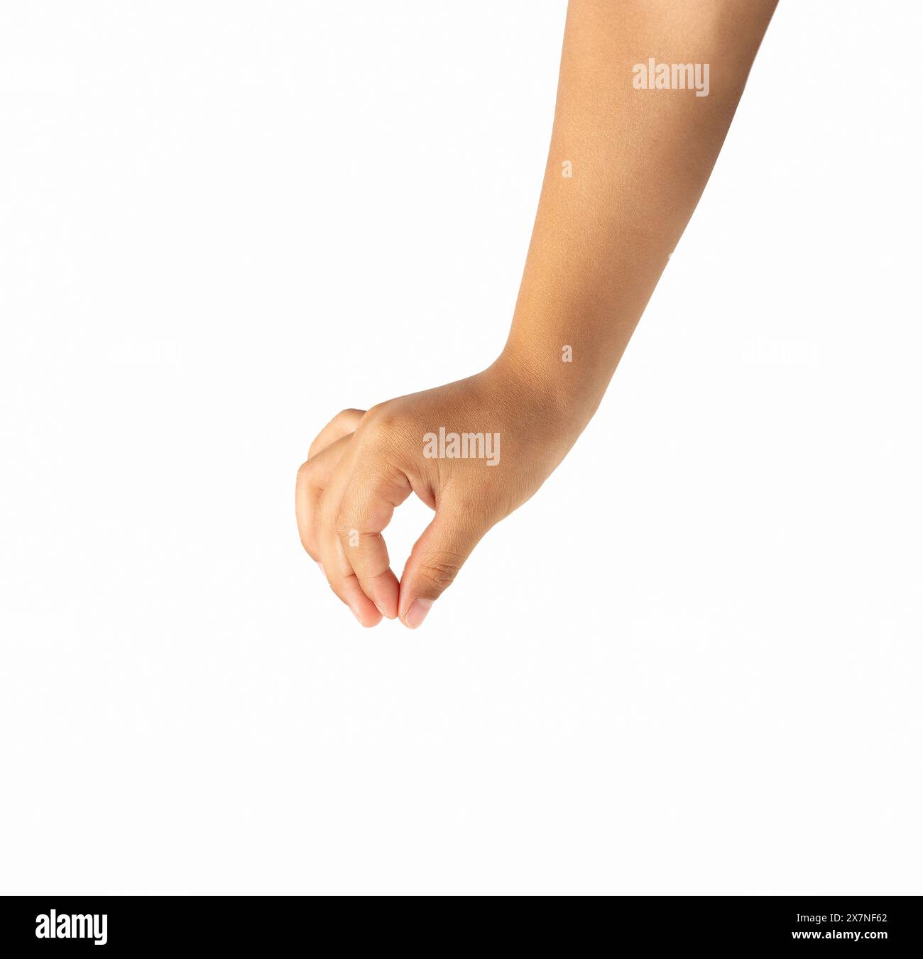 Child hand hanging something blank isolated on a white background Stock ...