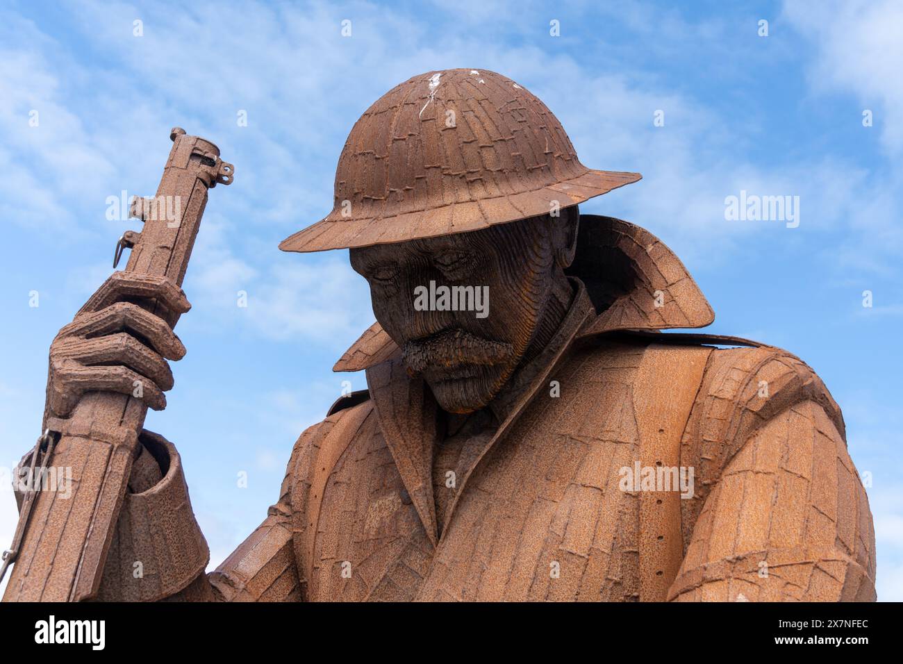 Seaham, County Durham, UK Tommy - a statue of a First World War soldier, by Ray Lonsdale, a ...
