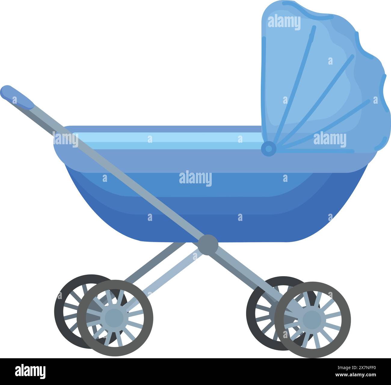 Vector art of a vintagestyle blue baby stroller Stock Vector Image ...