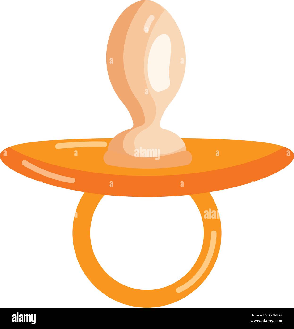 Vector graphic of a brightly colored orange baby pacifier on a white ...