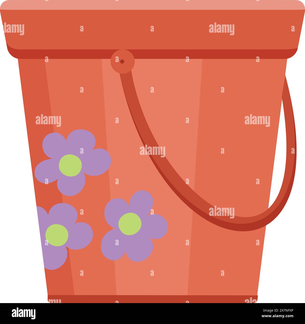Vibrant illustration of a orange bucket decorated with purple and blue ...