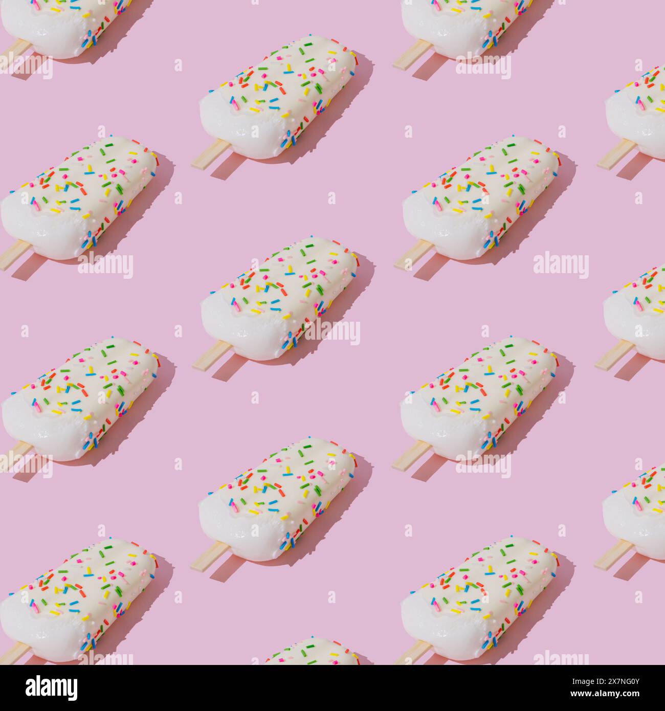 Trendy sunlight colorful ice cream popsicle pattern on pastel pink ...