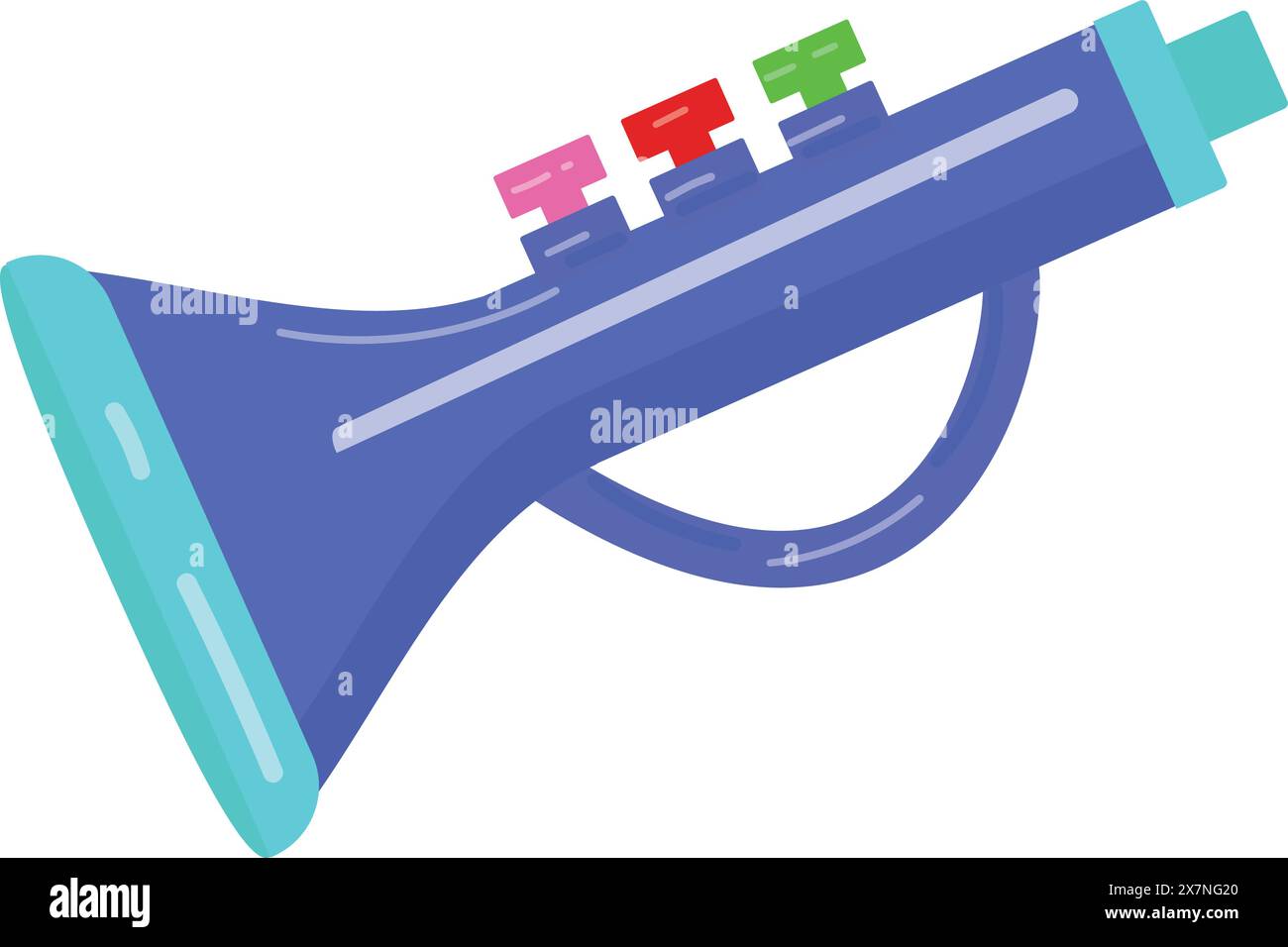 Bright and playful illustration of a trumpet in a vibrant cartoon style ...