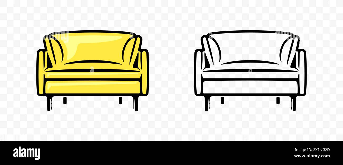 Sofa, couch, divan and settee, graphic design. Furniture, lounge ...