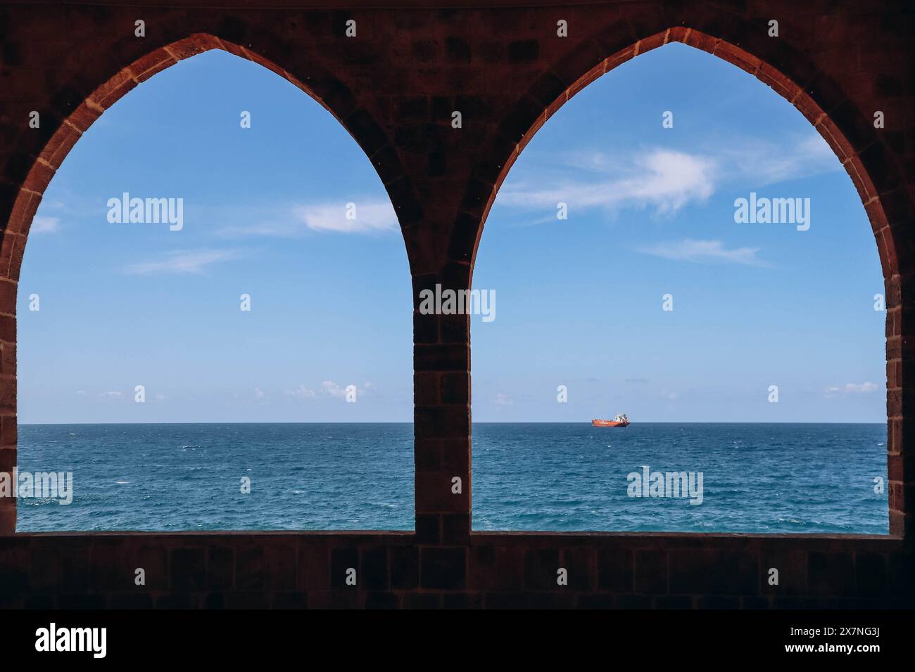 View of the Mediterranean Sea from the Orthodox Church in Batroun ...