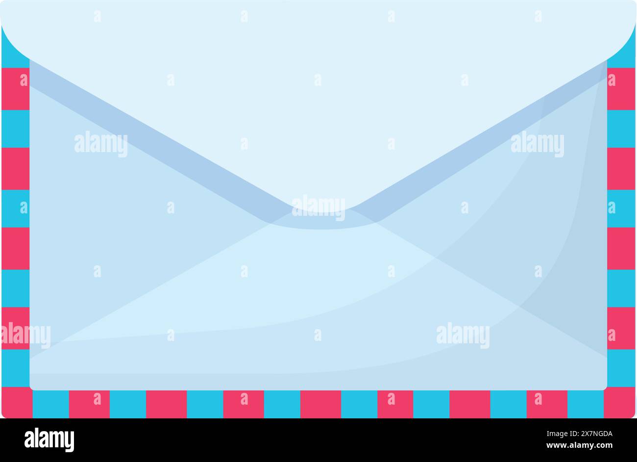 Vector illustration of a blue envelope with red and teal striped ...