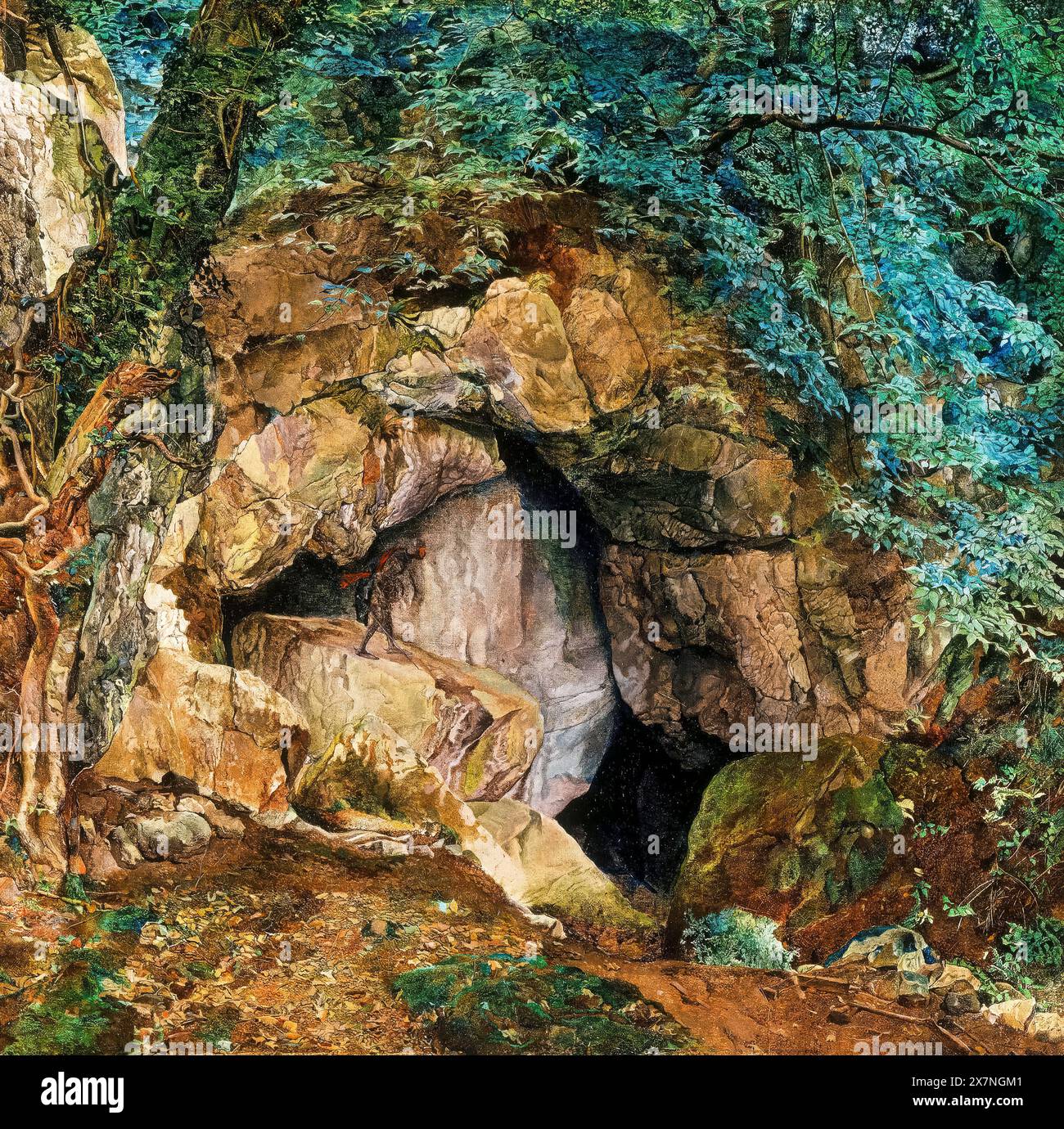 James Campbell, The Dragon’s Den, painting in oil on canvas, 1854 Stock ...