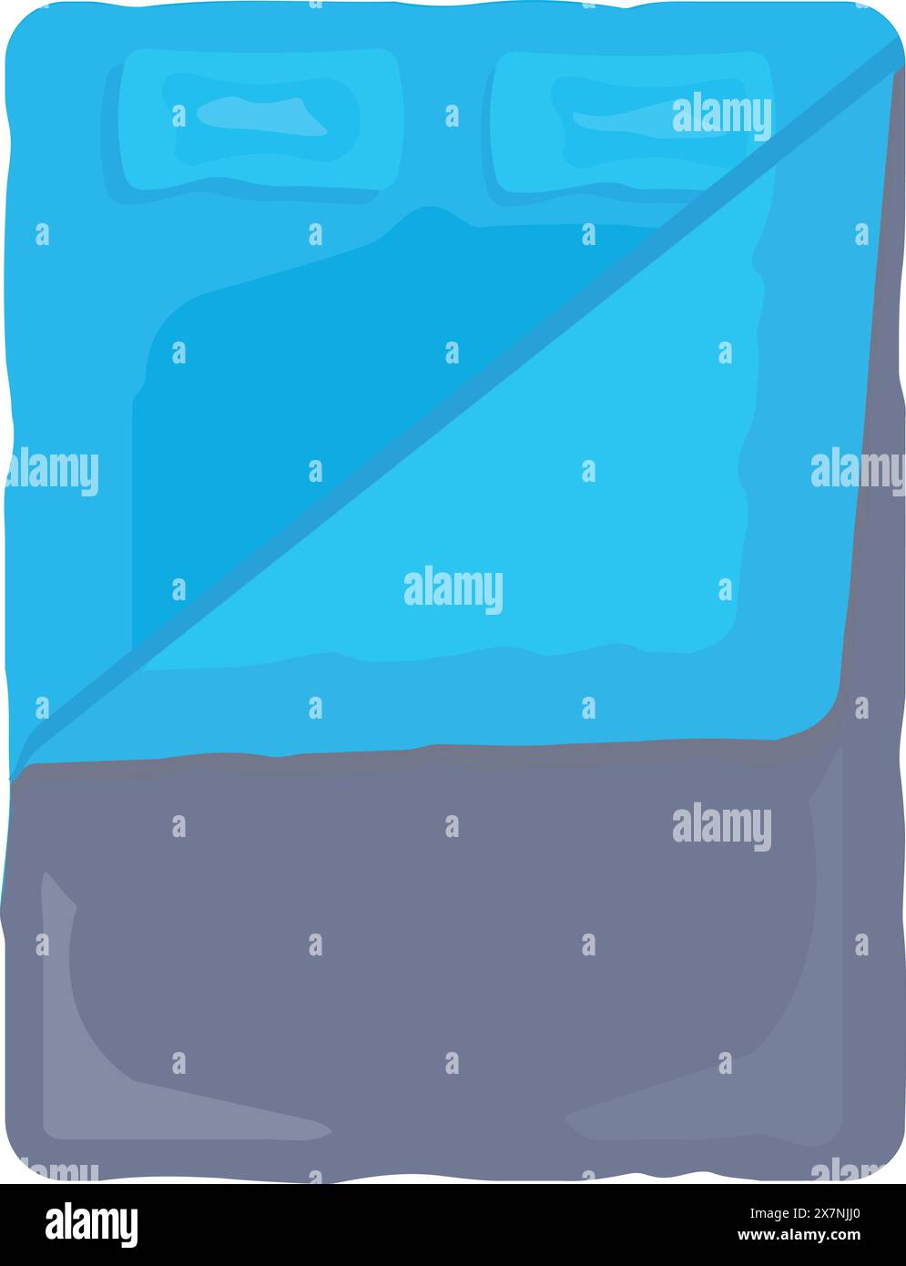 Vector illustration of a cozy, blue cartoon sleeping bag isolated on ...