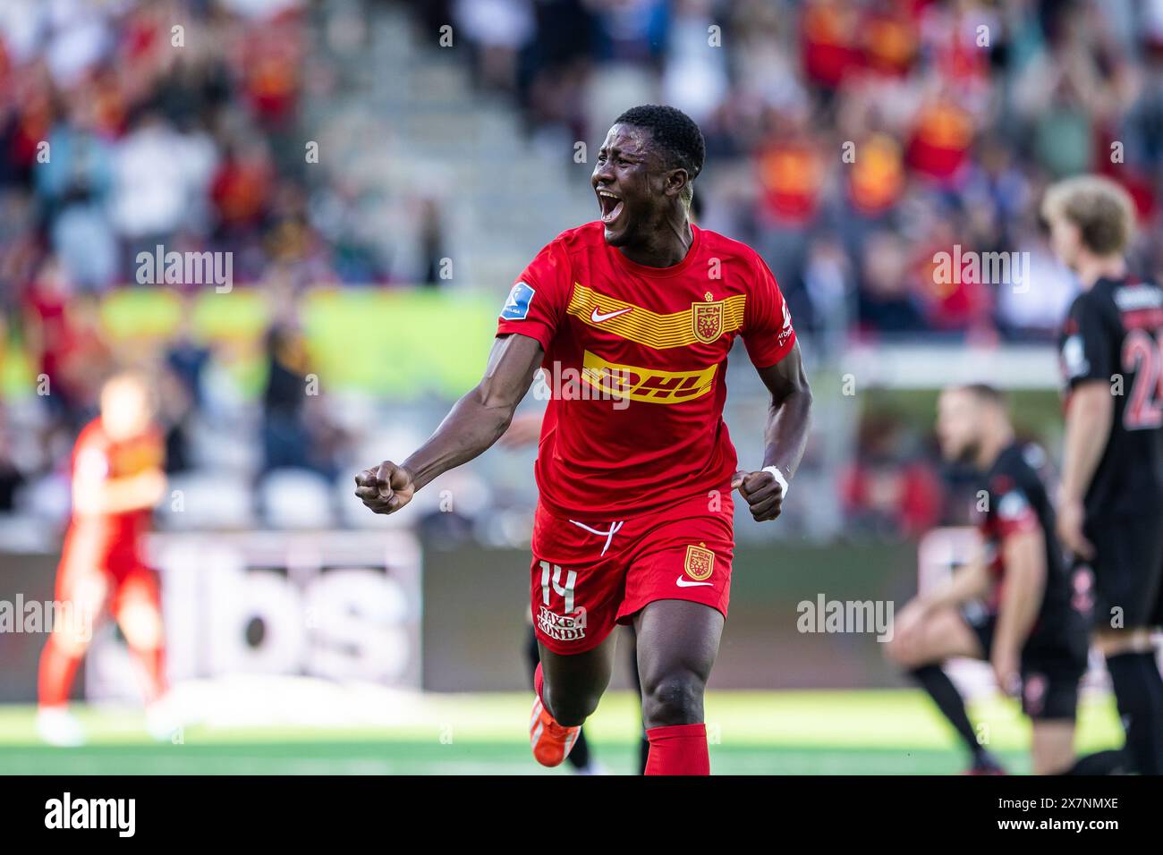 Farum, Denmark. 20th May, 2024. Ibrahim Osman (14) of FC Nordsjaelland ...