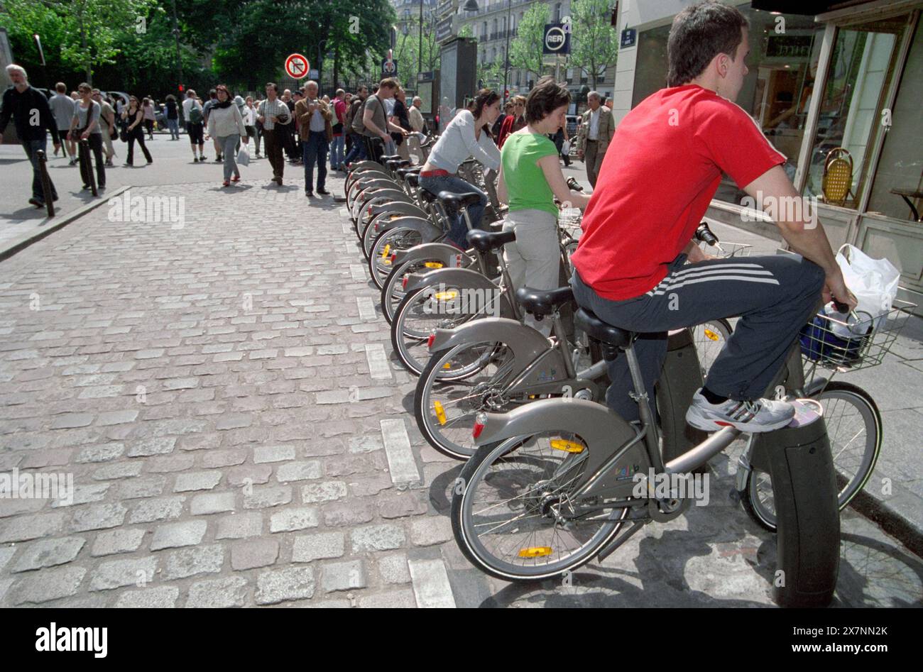 France, Paris, Latin Quarter, People Use Rental Bicycles Velib Bike ...